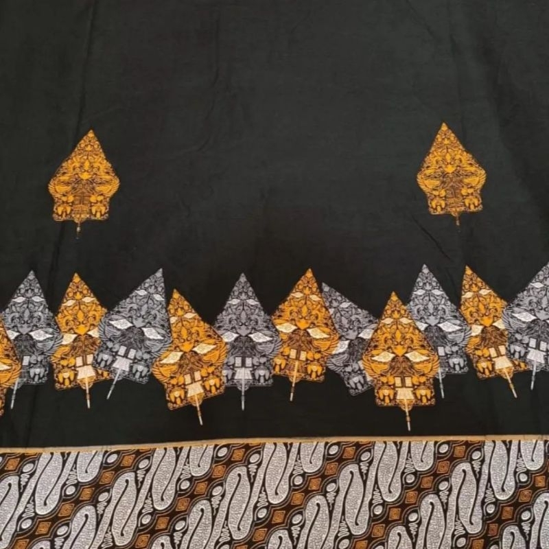 Jual Kain batik solo alusan gebyok wayang jejer hitam | Shopee Indonesia