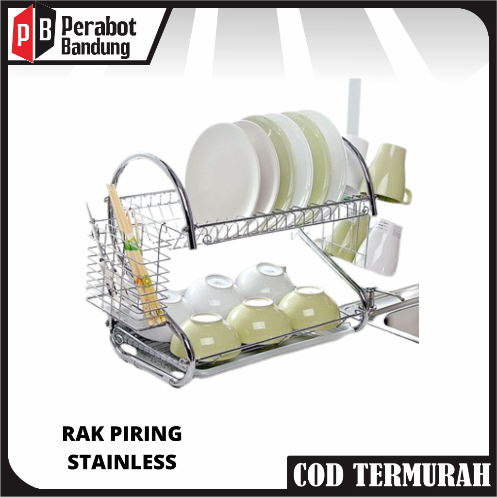 Jual Rak Piring Stainless Minimalis 2 Susun Tingkat Peralatan Dapur ...