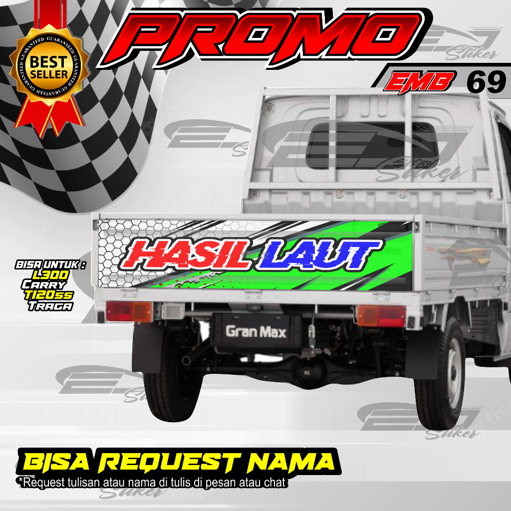 Jual STIKER DECAL MOBIL PICK UP DESAIN KEKINIAN BODY BELAKAMG-STIKER ...