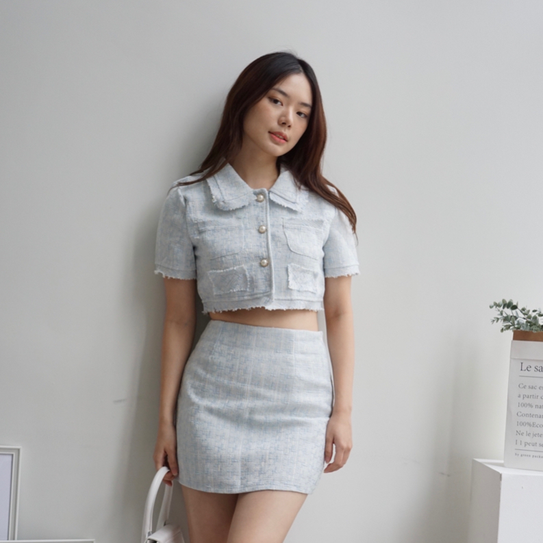 Jual Tiffany Top | Wear Althea - Korean Tweed Top | Shopee Indonesia