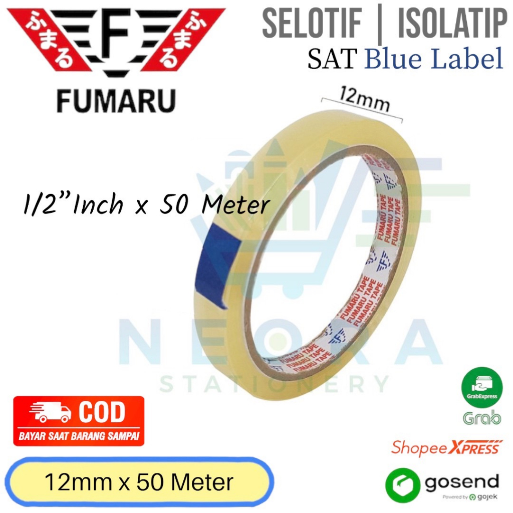 Jual Selotip/Isolatip Bening Fumaru SAT 12mmx50 M (Blue Label) | Shopee ...
