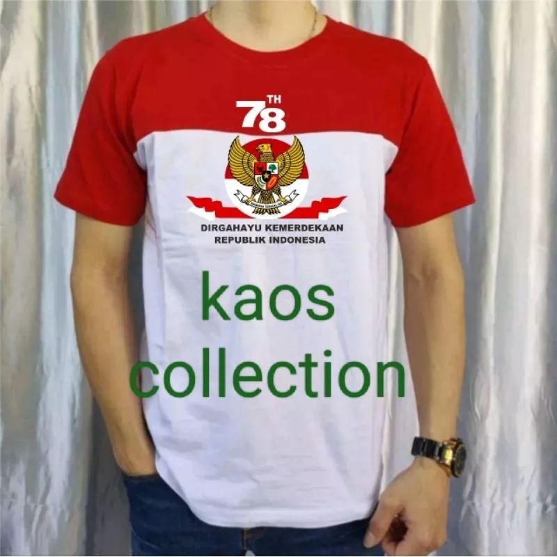 Jual kaos unisex kaos kemerdekaan Indonesia kombinasi warna merah putih ...