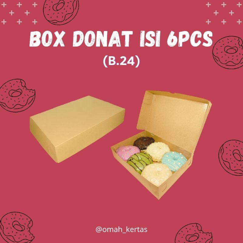 Jual B 24 Box Donat / Donuts isi 6 Laminasi | Shopee Indonesia