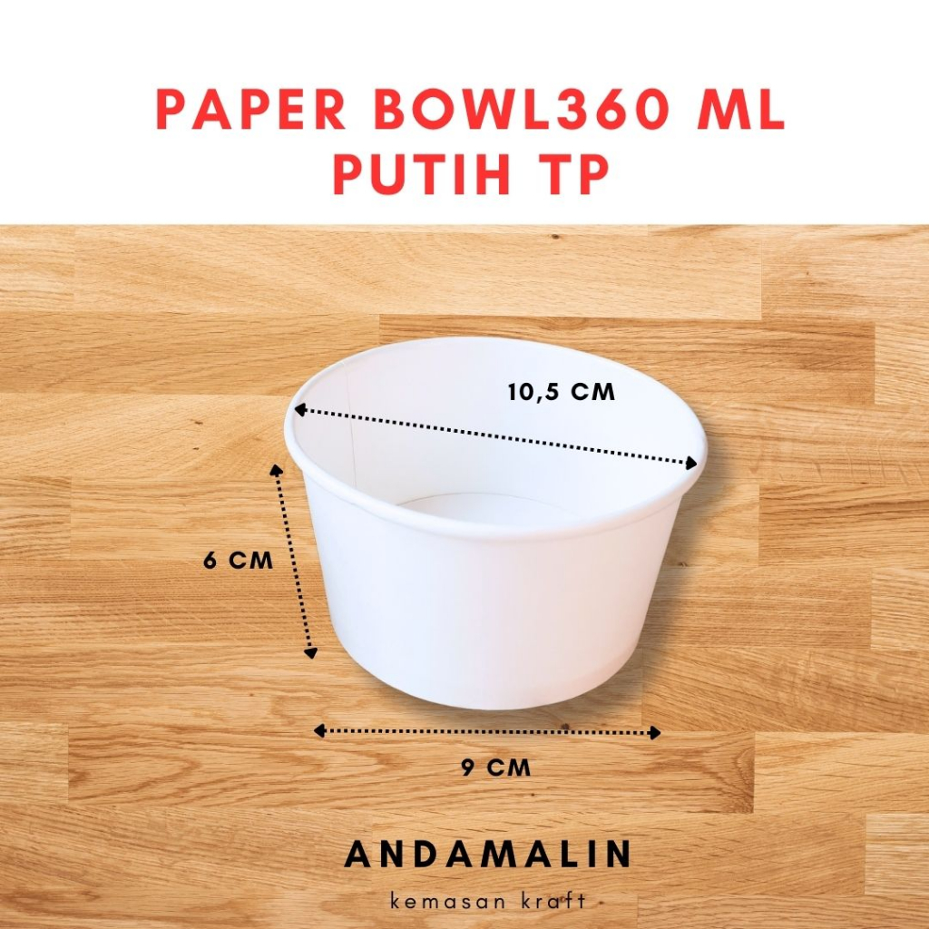 Jual Paper bowl 360 ml Putih polos isi 25 pcs per pak | Shopee Indonesia