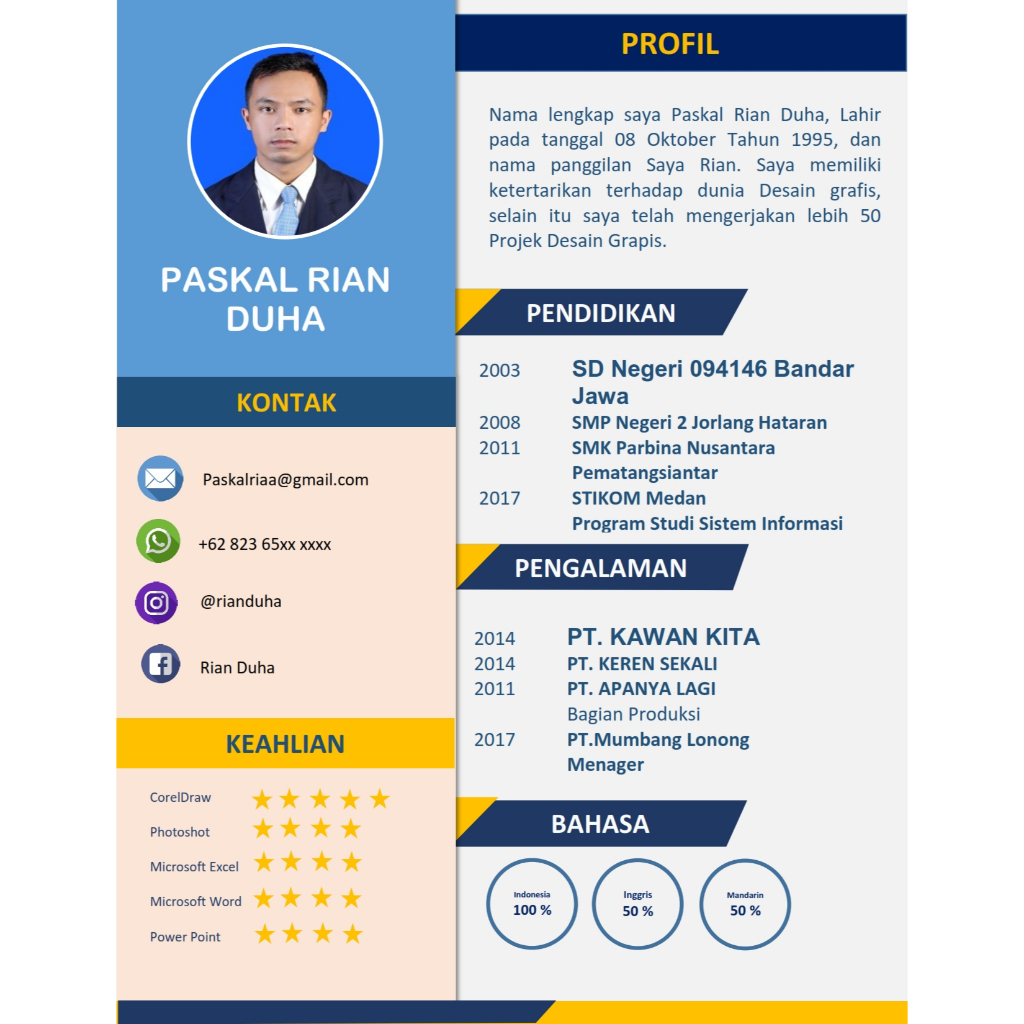 Jual CV | Daftar Riwayat Hidup | Resume | Jasa Design Curriculum Vitae | Shopee Indonesia