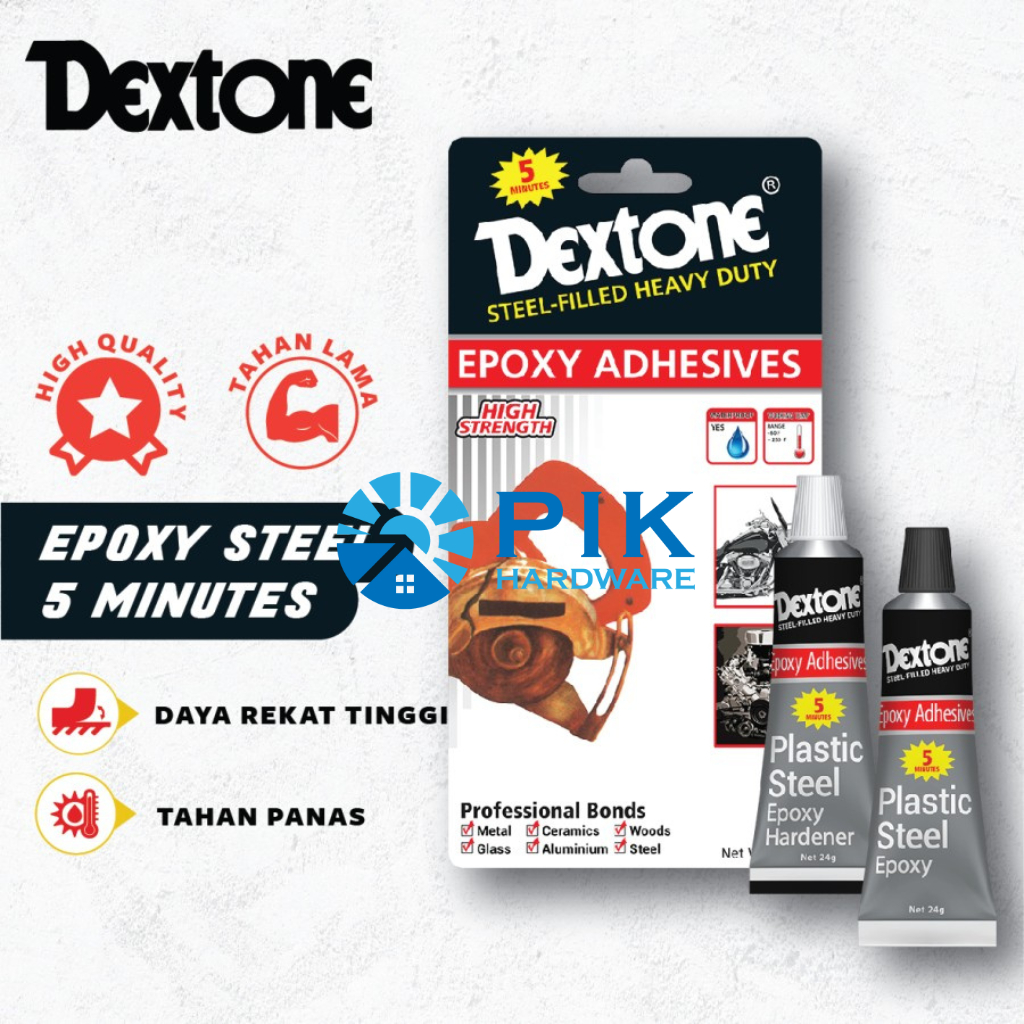 Jual LEM EPOXY BESI 5 MENIT DEXTONE 48gr | LEM CAMPUR HITAM PUTIH ...