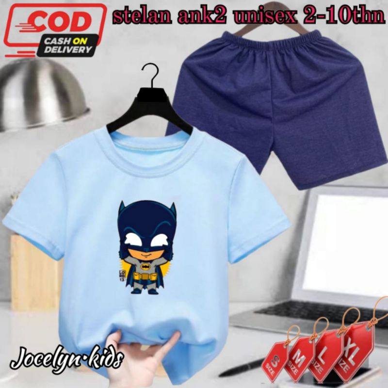 Jual Baju setelan OB+CPK ank2 cwe/cwo buat 2-10thn logo B-MAN | Shopee ...