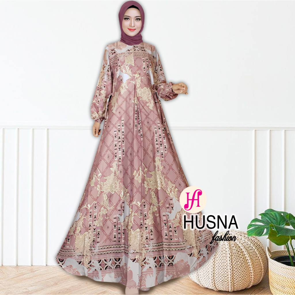 Jual Gamis muslim bahan silk premium Motif starla mewah jumbo ori murah ...