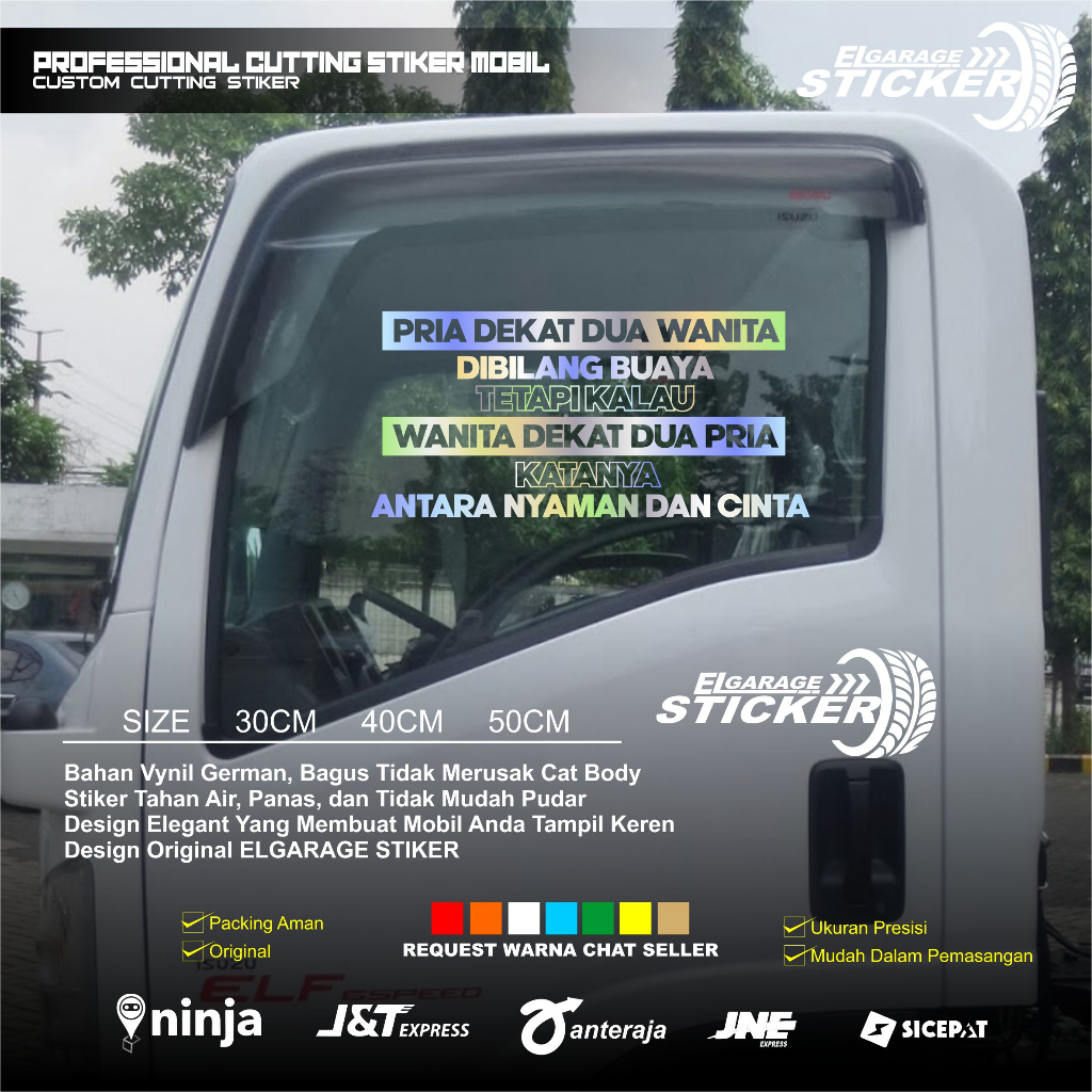 Jual Stiker kaca kata kata stiker variasi kaca mobil truk pickup stiker ...