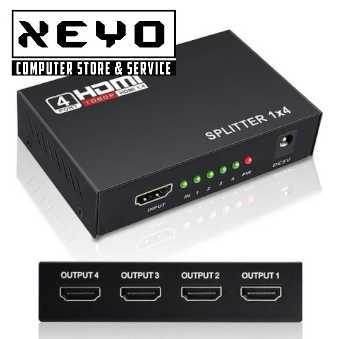 Jual Pencabang HDMI Splitter 4 port Tampil 4 Output Bersamaan | Shopee ...