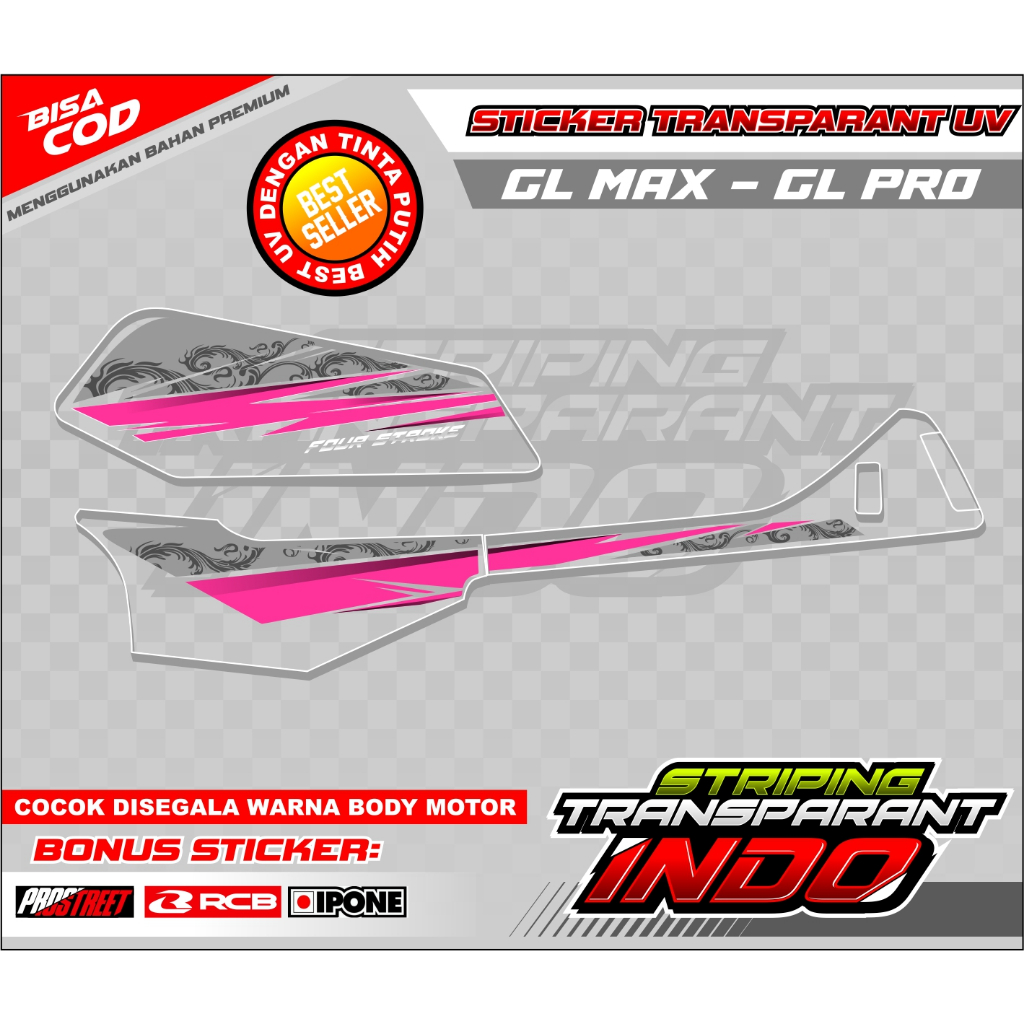 Jual STRIPING TRANSPARANT UV VARIASI HONDA GL MAX GL PRO / STIKER LIST ...