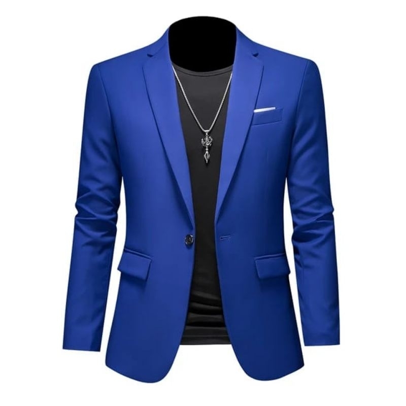 Jual Jas Blazer Pria Formal Biru Elektrik - Biru Bca | Shopee Indonesia