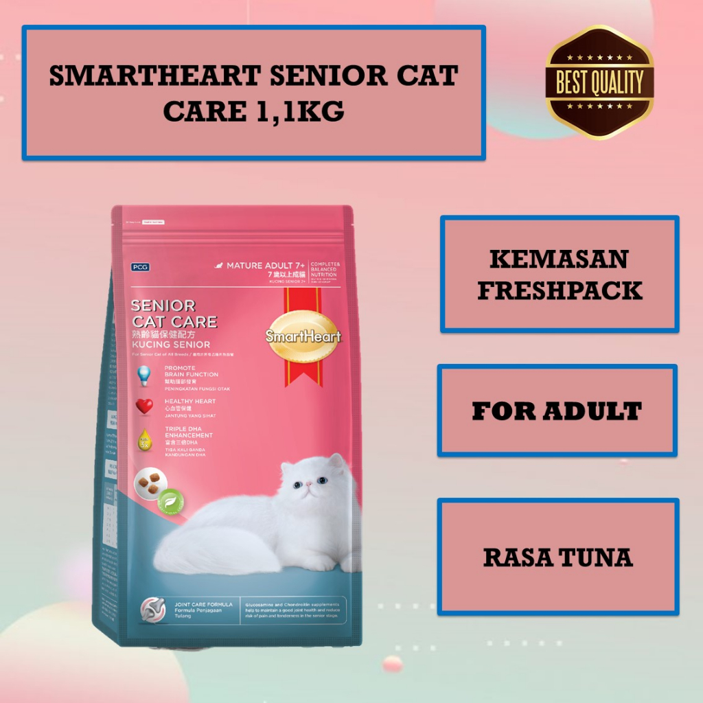 Jual Makanan kucing kering smartheart senior cat care 1,1kg Freshpack ...