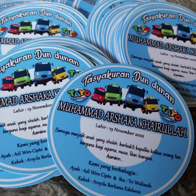 Jual stiker dun dunan/stiker tedak siten/stiker bubur candil (6cm isi ...