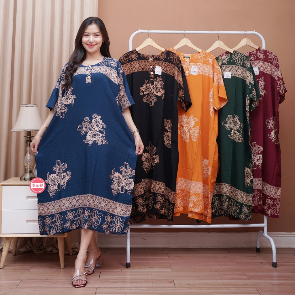 Jual DASTER SUPER JUMBO LD 140 cm / DRESS BIGSIZE MOTIF CABUT BUNGA ...
