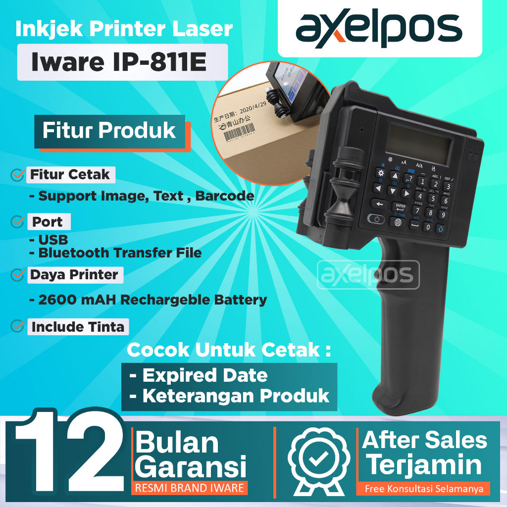 Jual Axelpos Portable Handheld Printer Iware IP811E Inkjet Expired With ...