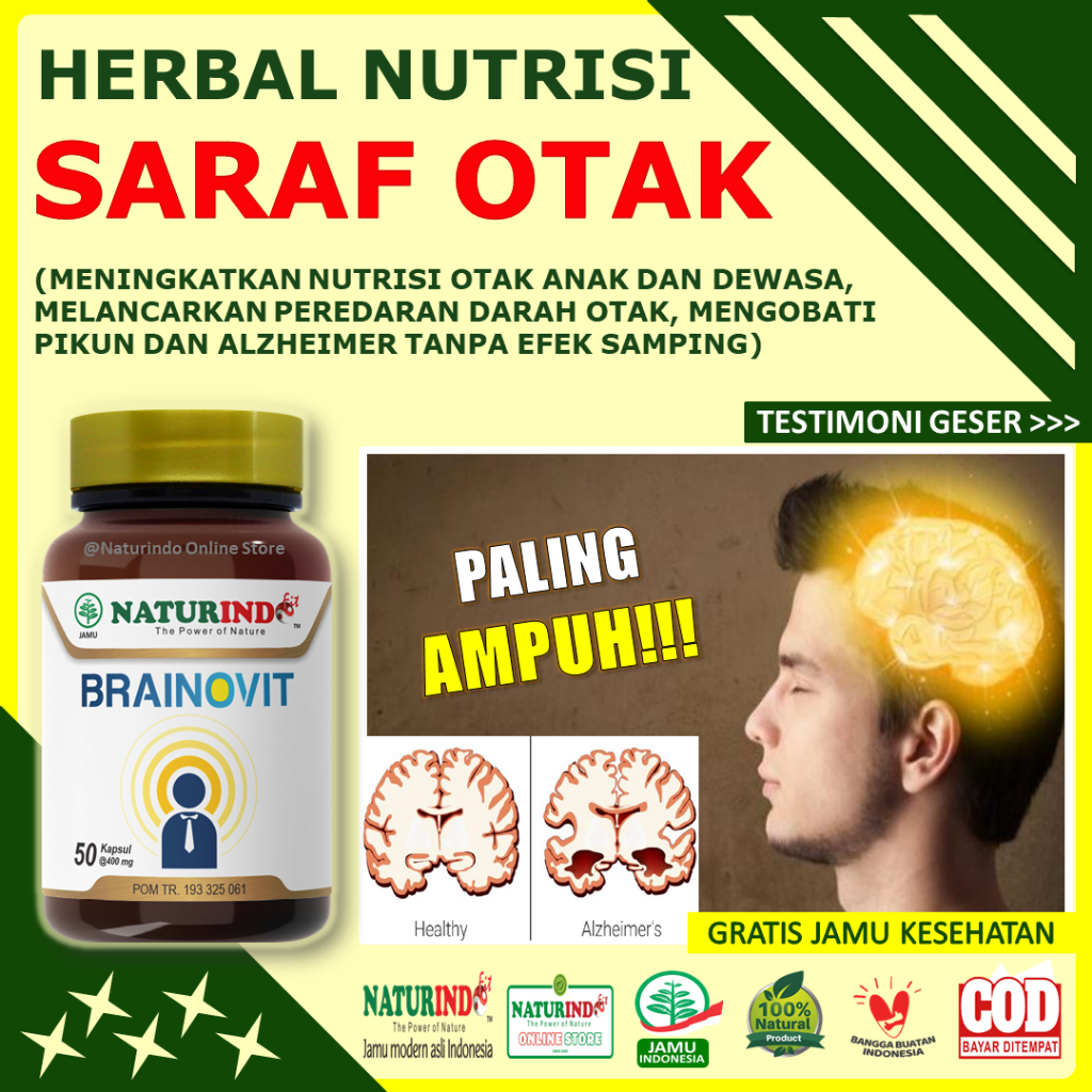 Jual Herbal NATURINDO BRAINOVIT Obat Saraf-Syaraf Otak 100% Original ...