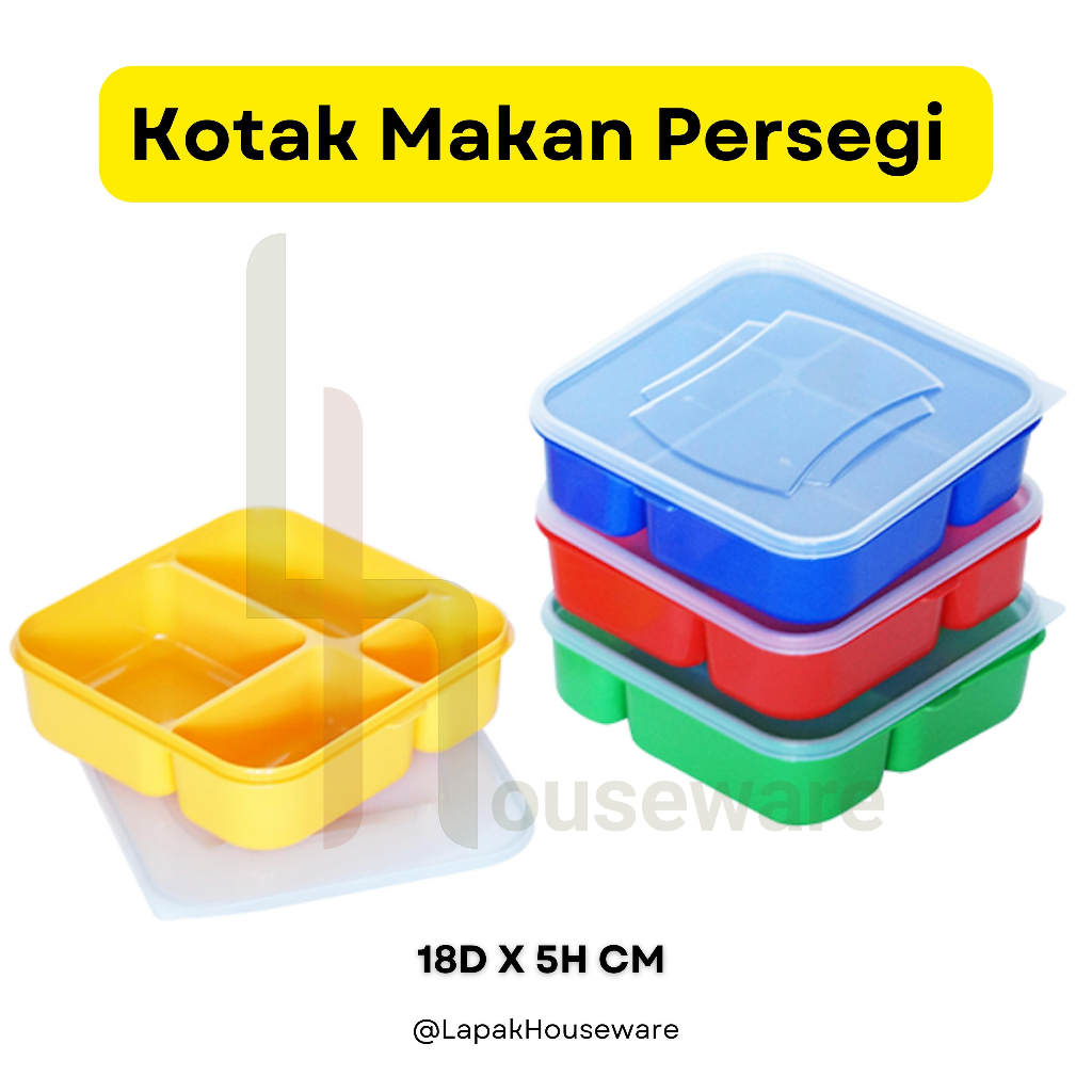 Jual Lunch Box Square / Lunch Box Persegi 4 Sekat / Kotak Bekal Persegi ...