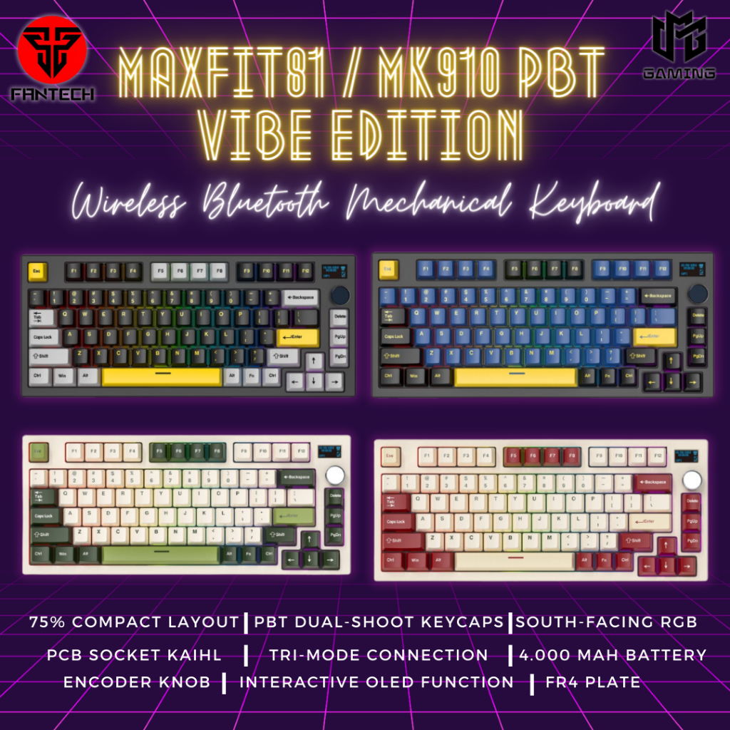 Jual Fantech MAXFIT81 / MK910 PBT VIBE EDITION Wireless Bluetooth 75% ...