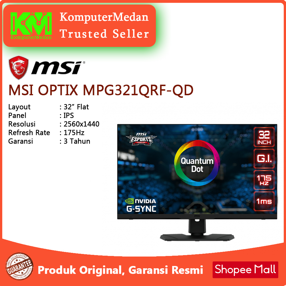 Jual LED MONITOR MSI Optix MPG321QRF-QD (32"/Flat/IPS/WQHD(2K)/1ms ...