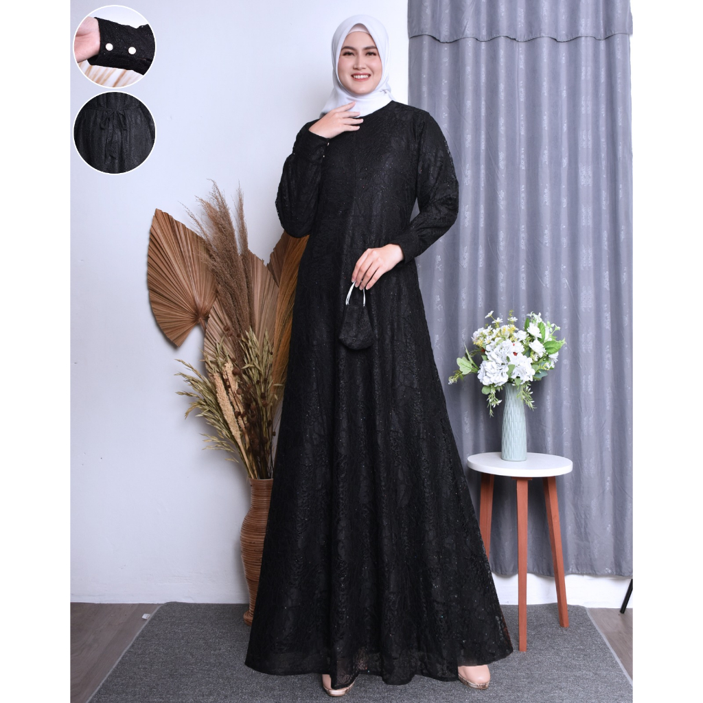 Jual Gamis Wanita Jumbo Burkat Busui-Dress Kondangan Cewek Kekinian ...