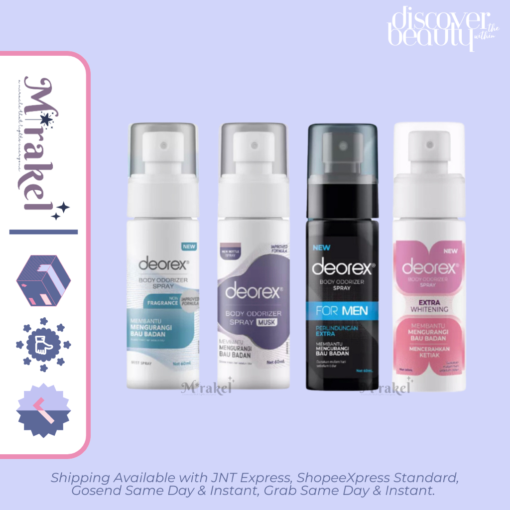 Jual Deorex Body Odorizer Spray Non Fragrance | Musk | For Men 60ml ...