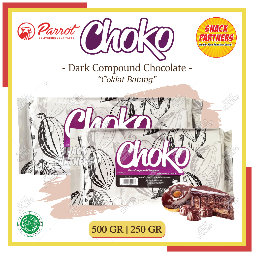 Jual CHOKO Dark Chocolate Compound 250 / 500 GR by Parrot - Coklat ...