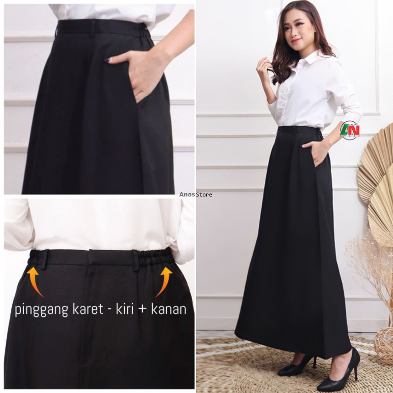 Jual Rok Kerja A Line Maxi Skirt Wanita Size S - L4 Premium Quality ...