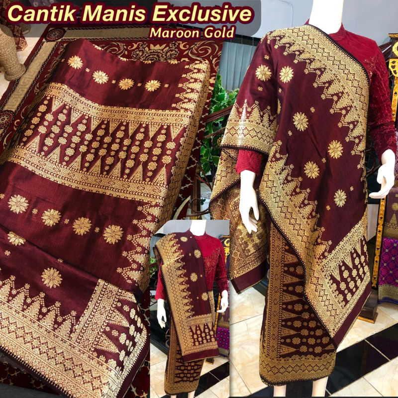 Jual Songket Cantik Manis Exclusive Maroon Gold /songket tenun asli ...