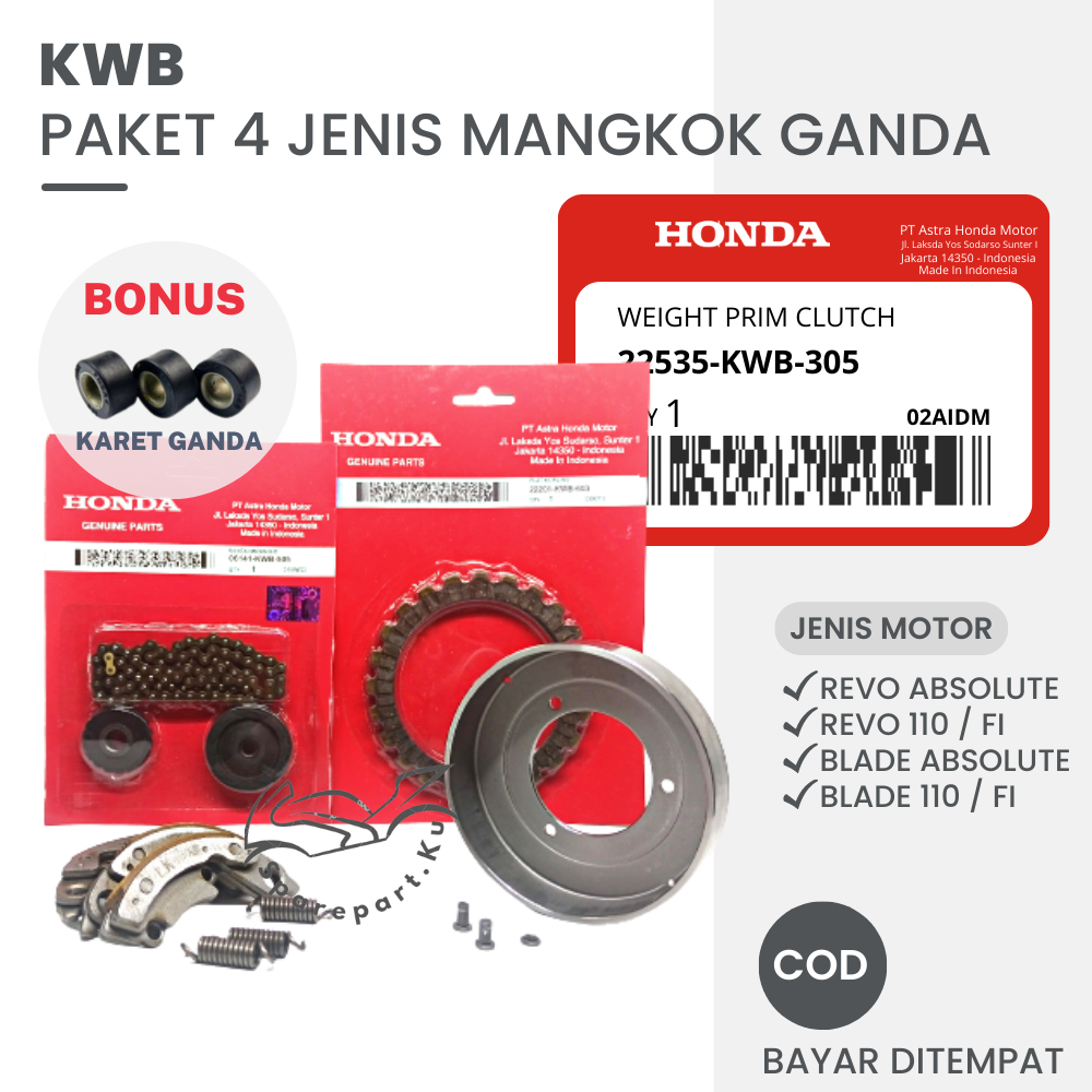 Jual KWB BONUS KARET GANDA + PAKET KOPLING REVO ABSOLUTE 4 JENIS RUMAH MANGKOK + KAMPAS GANDA ...
