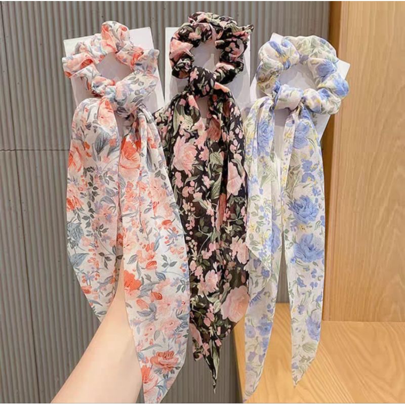 Jual Ikat Rambut Pita Model Scraf Korea / Scunchie Scraf Pita Model ...