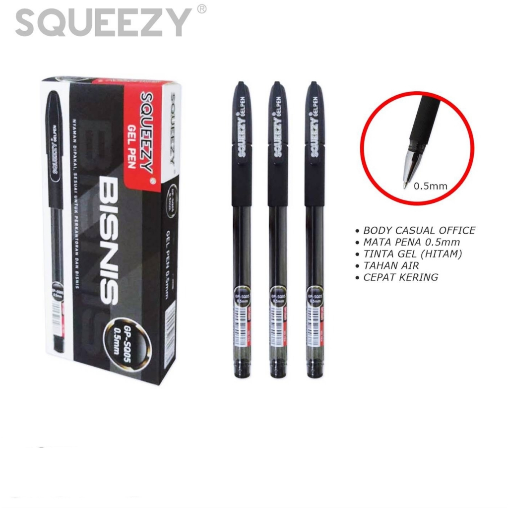 Jual Pulpen Gel Pen Bisnis Tinta Hitam 0.5 mm 12 pcs / Box | Shopee ...