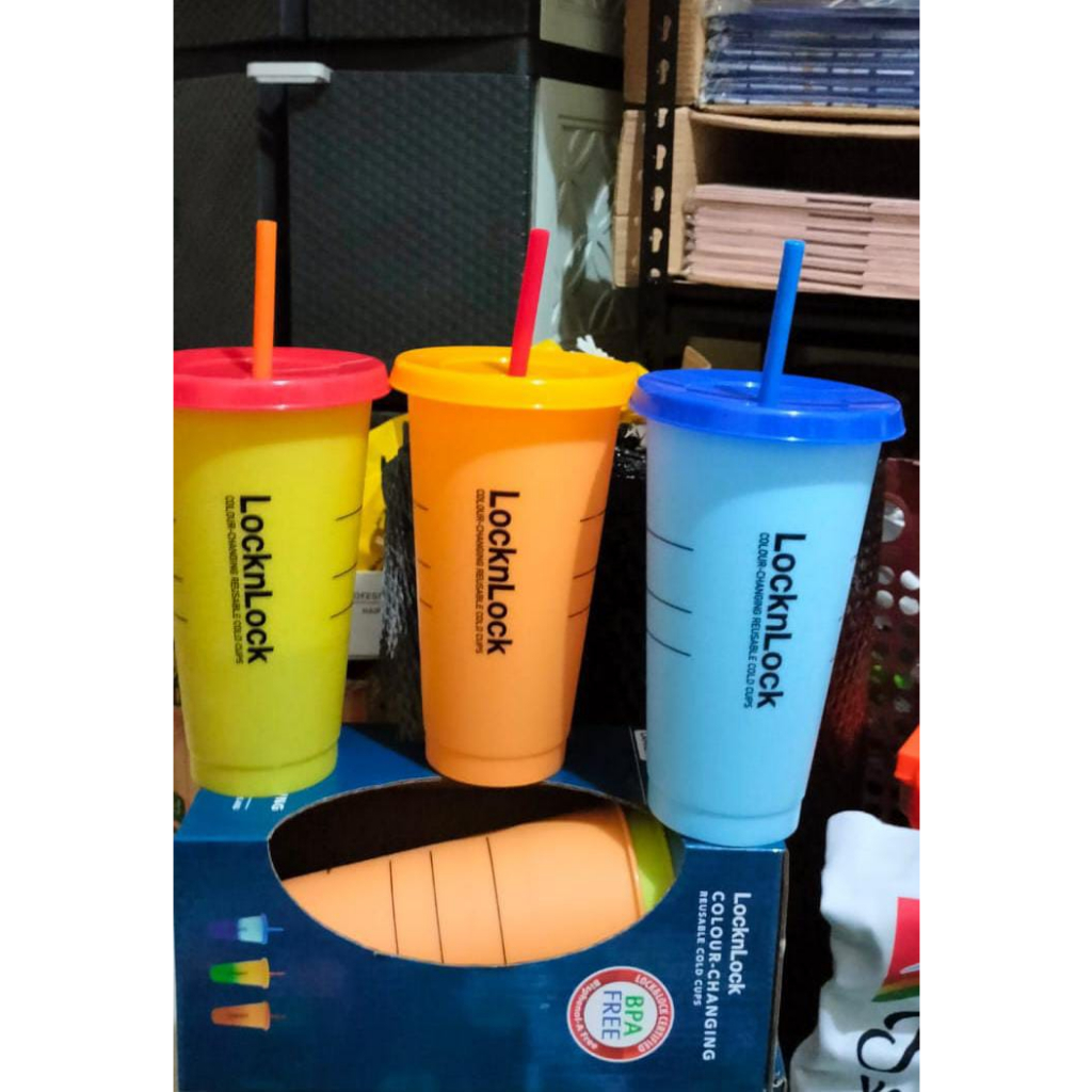 Jual LocknLock Botol/Gelas Minum Sedotan Warna Warni ada 3 warna ...