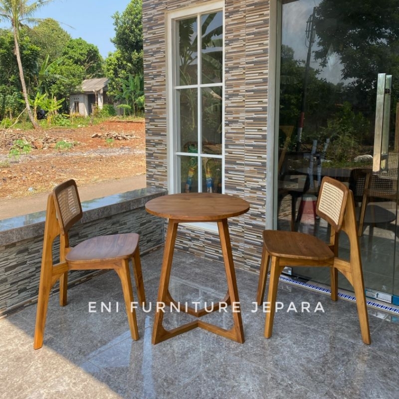 Jual Set Kursi Cafe Minimalis Rotan - Set Kursi Makan Minimalis Jati Rotan - Set Meja Makan ...