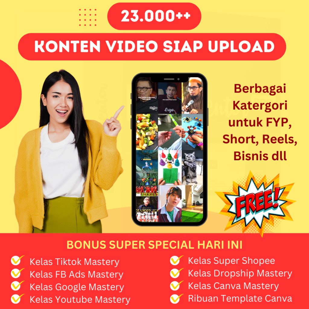 Jual Ribuan Konten (23.000++ Video Siap Upload) Untuk Reel, Short Youtube, Tiktok + Bonus Buku ...