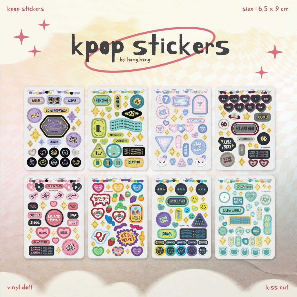Jual KPOP Fandom Mini Deco Sticker Sheet (Bangtan, Seventeen, Red ...