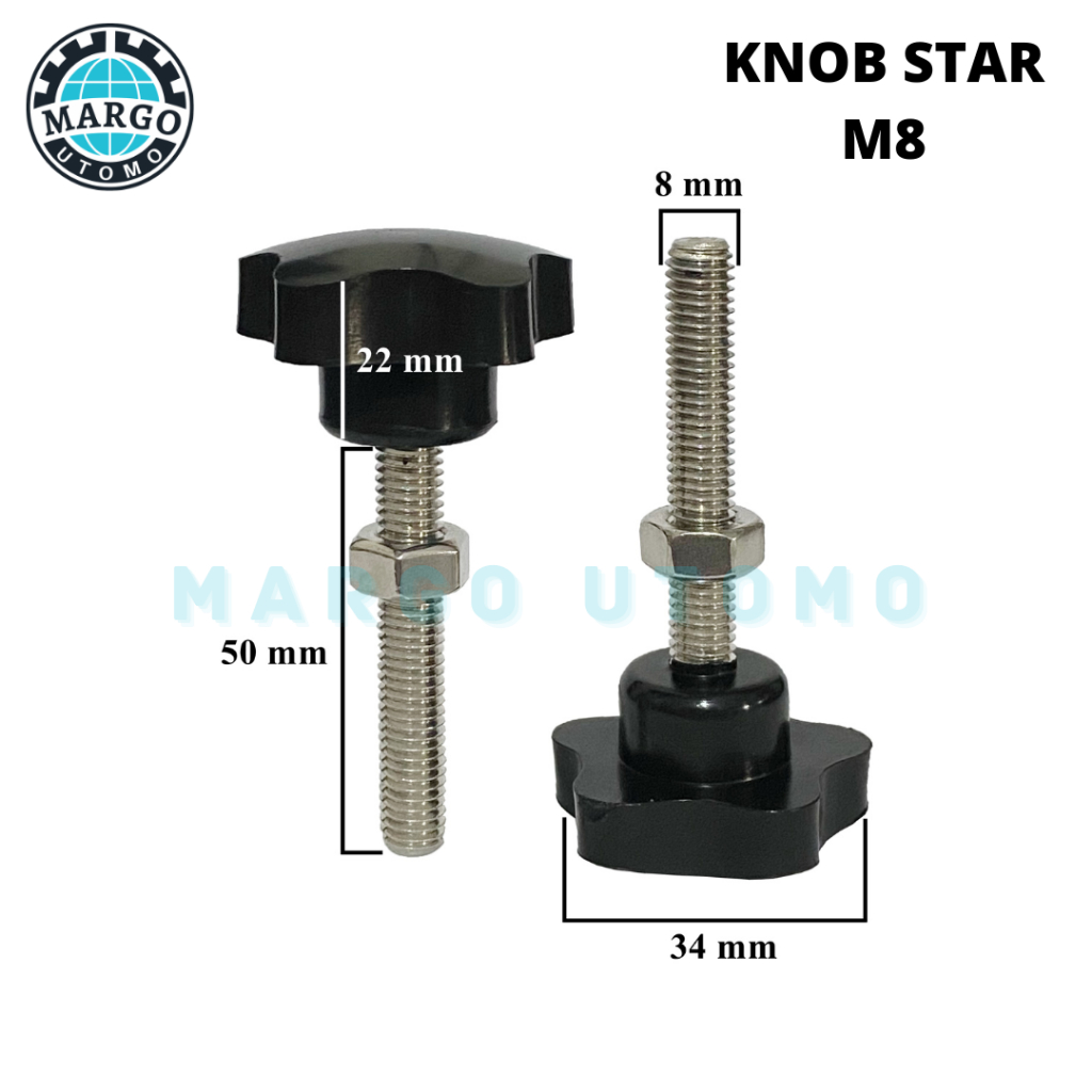 Jual Knob Star Penta M8 Panjang Baut 50 mm Stainless Steel dan Mur ...