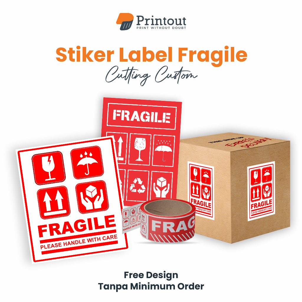 Jual PRINTOUT Stiker Fragile Cetak Stiker Label Pengiriman Fragile ...