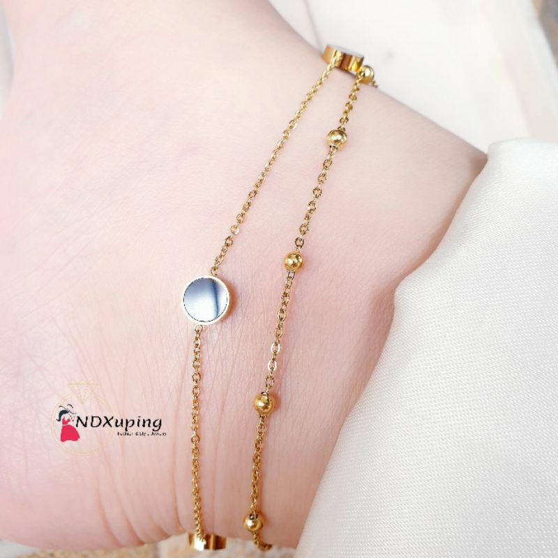 Jual Gelang Kaki 2 Layer Mata Hitam Bulat Gold Titanium N10072309 ...
