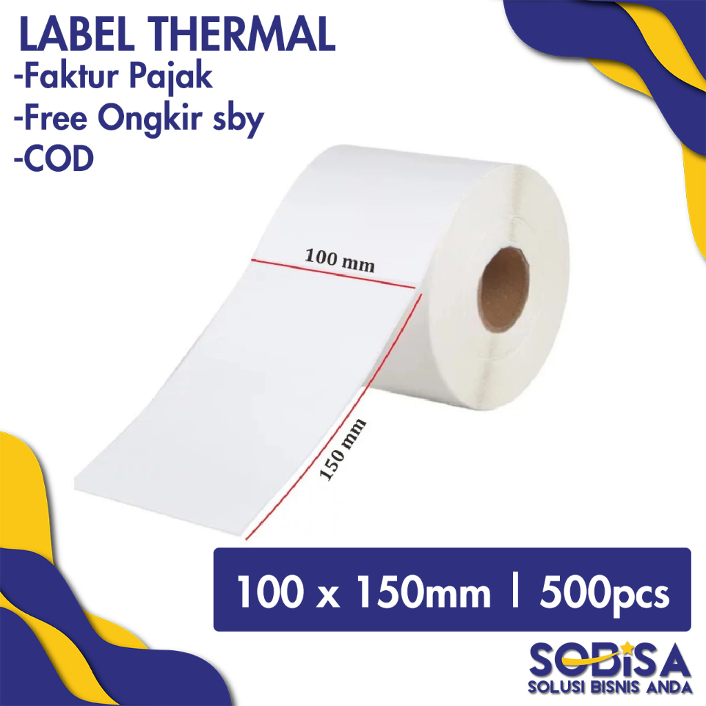 Jual Kertas Label Thermal 100x150 Sticker Resi Barcode A6 100x150mm ...