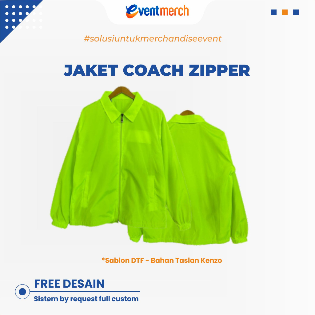 Jual JAKET COACH ZIPPER CUSTOM DESAIN BEBAS FULL SABLON | Shopee Indonesia