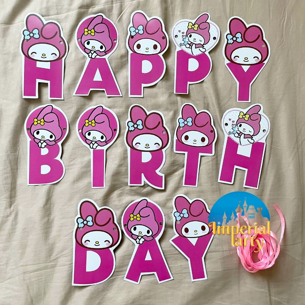 Jual Banner Bunting Flag Happy Birthday HBD My Melody | Shopee Indonesia