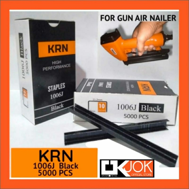 Jual Isi Staples KRN 1006J - Refill Gun Air Nailer - Warna Hitam 5000 pcs | Shopee Indonesia