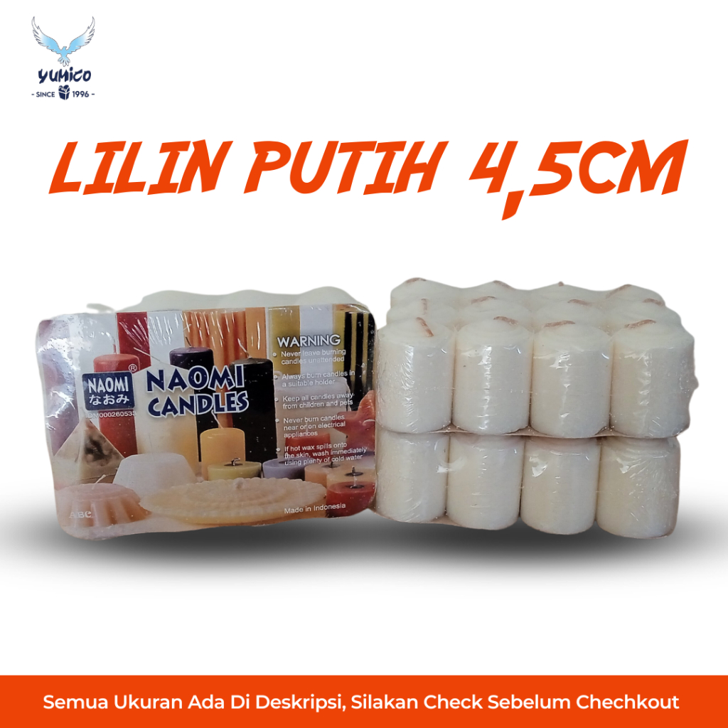 Jual Lilin putih 4,5 cm diameter 3,5 cm tinggi 4,5 cm isi 12 pcs / pack ...