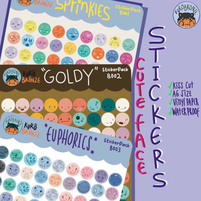 Jual Stiker Lucu Deco Motif Wajah | 90Pcs | A6 | Ukuran Kecil Dotted ...