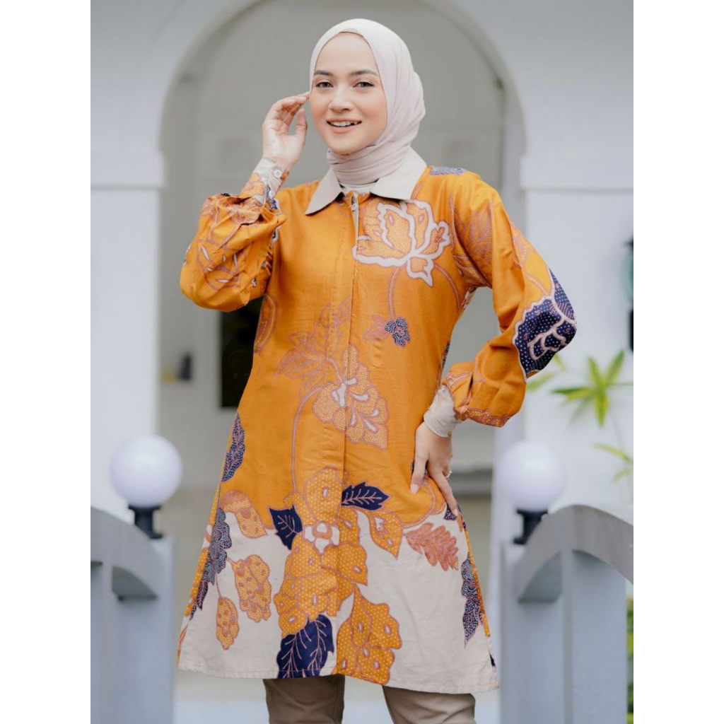 Jual TUNIK BATIK MODERN ATASAN BATIK WANITA BAJU BATIK SERAGAM RESMI ...