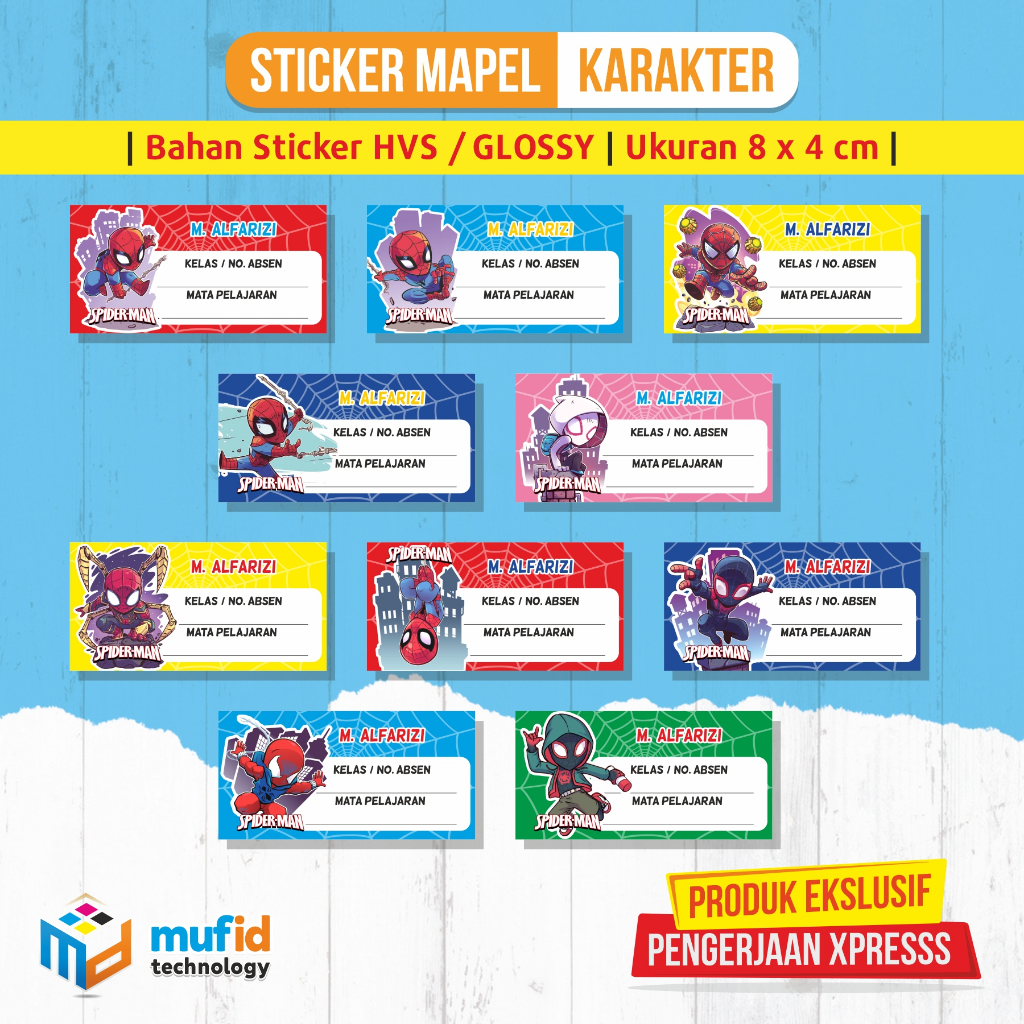 Jual Stiker Label Buku / Mapel Custom SPIDERMAN (10 PCS) | Shopee Indonesia