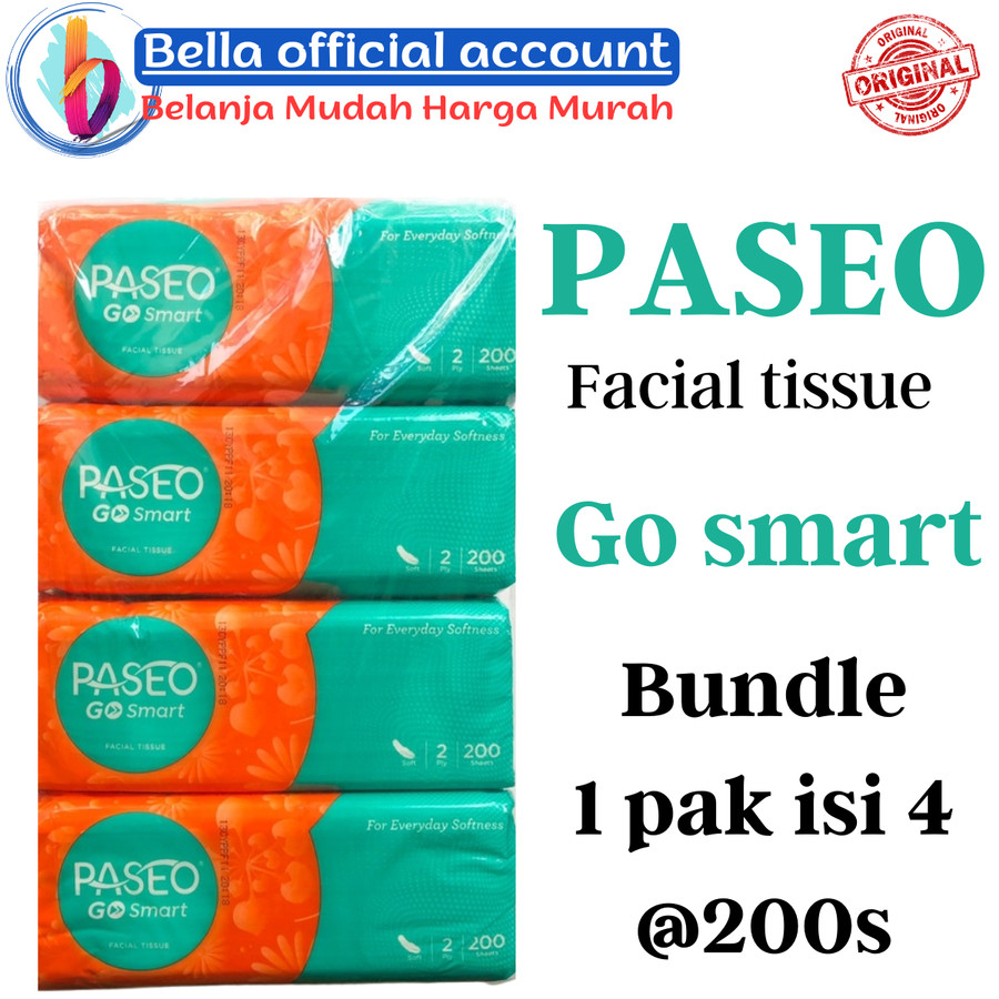 Jual Paseo Go Smart Facial Tissue 200 Sheet - 2 Ply 4 Pcs / 1 Bundle ...