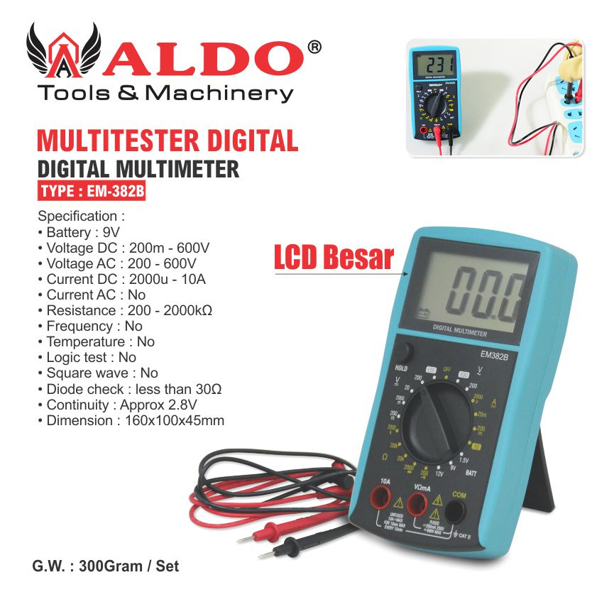 Jual MULTITESTER DIGITAL LCD BESAR / MULTIMETER / AVOMETER EM-382B MERK ...