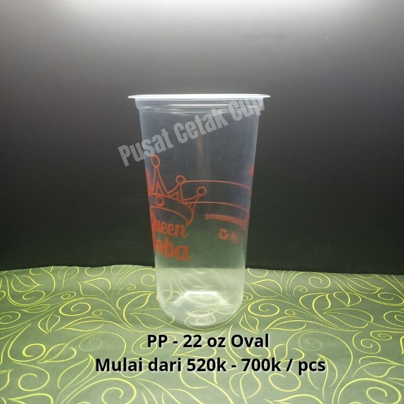 Jual Gelas plastik PP 22oz Oval 9gr + cetak 1warna (min 500) | Shopee Indonesia